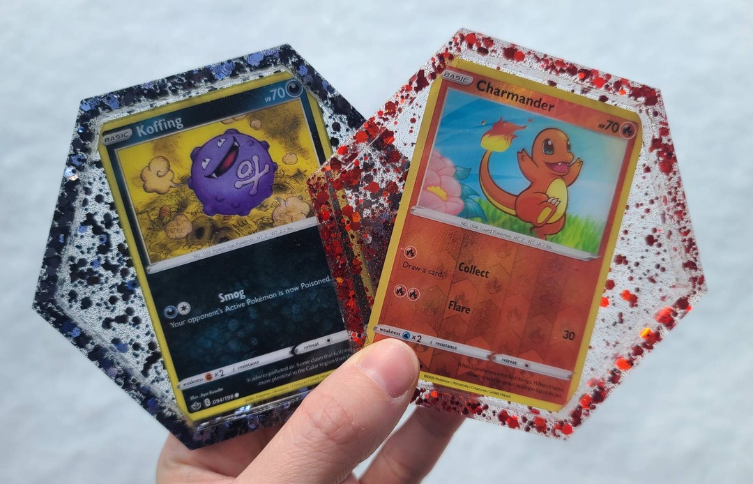 Custom Pokémon Card Coasters Hexagon Resin Coasters Glitter Pokémon ...