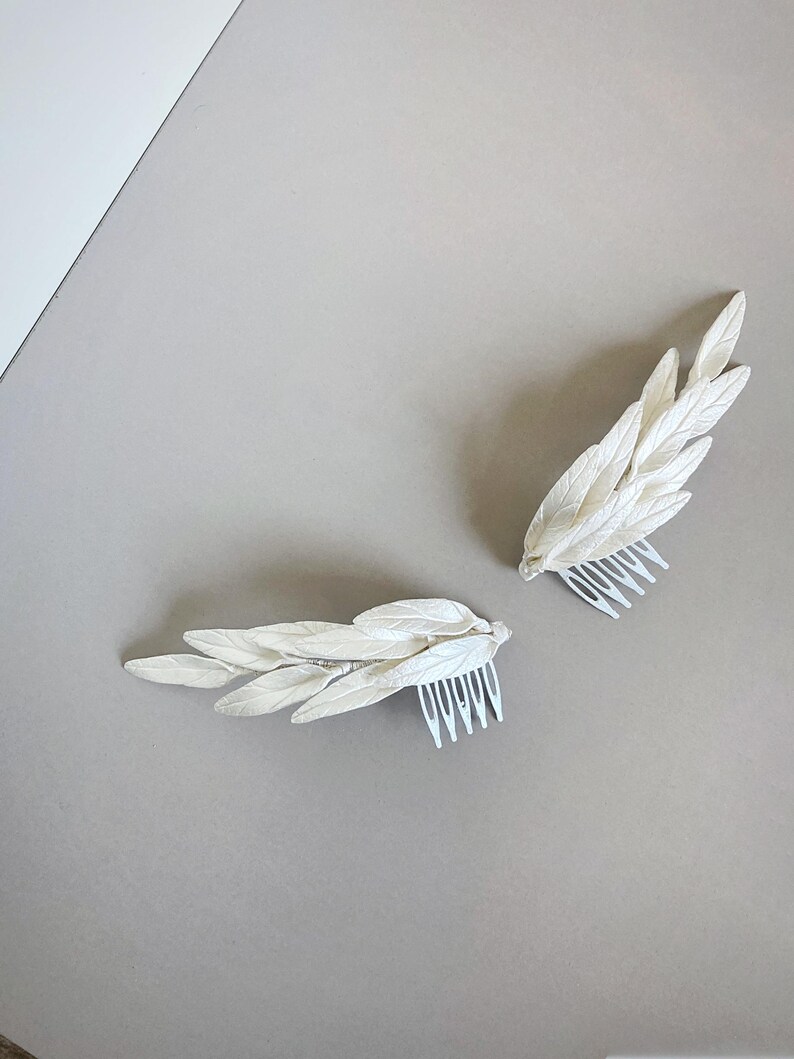 Handmade Porcelain Ivory Leaf Hair Combs, Bridal Hair Piece - Etsy