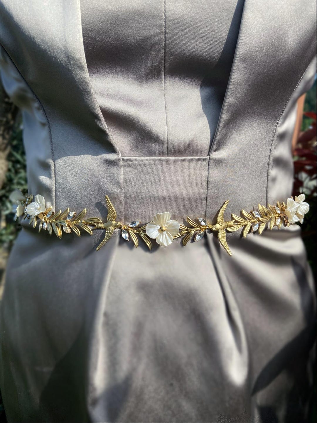 Art Deco Waist Belt, Birds & Laurel Leaf Bridal Belt - Etsy