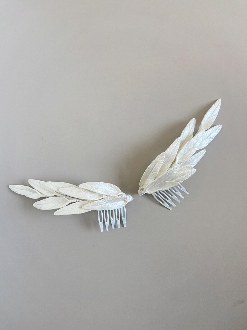 Handmade Porcelain Ivory Leaf Hair Combs, Bridal Hair Piece - Etsy