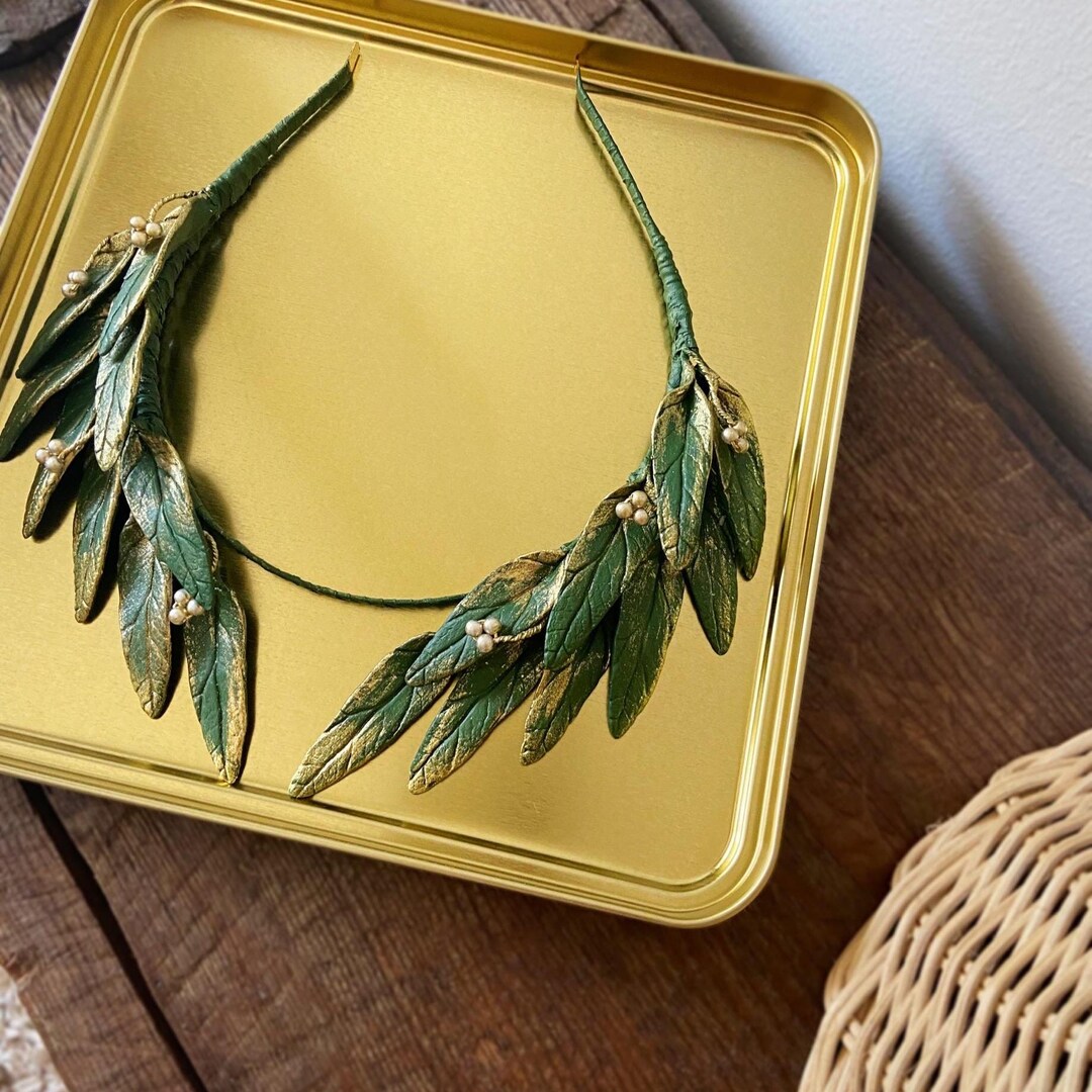 Greenery Wedding Crown, Handmade Leaf Rustic Headpiece - Etsy