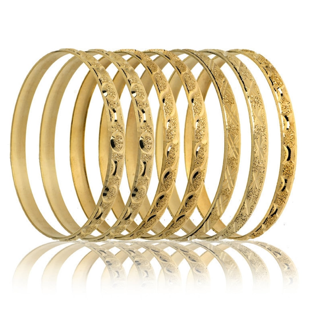 14K Gold FILLED Set of 7(seminario) BANGLES With Warranty - Etsy