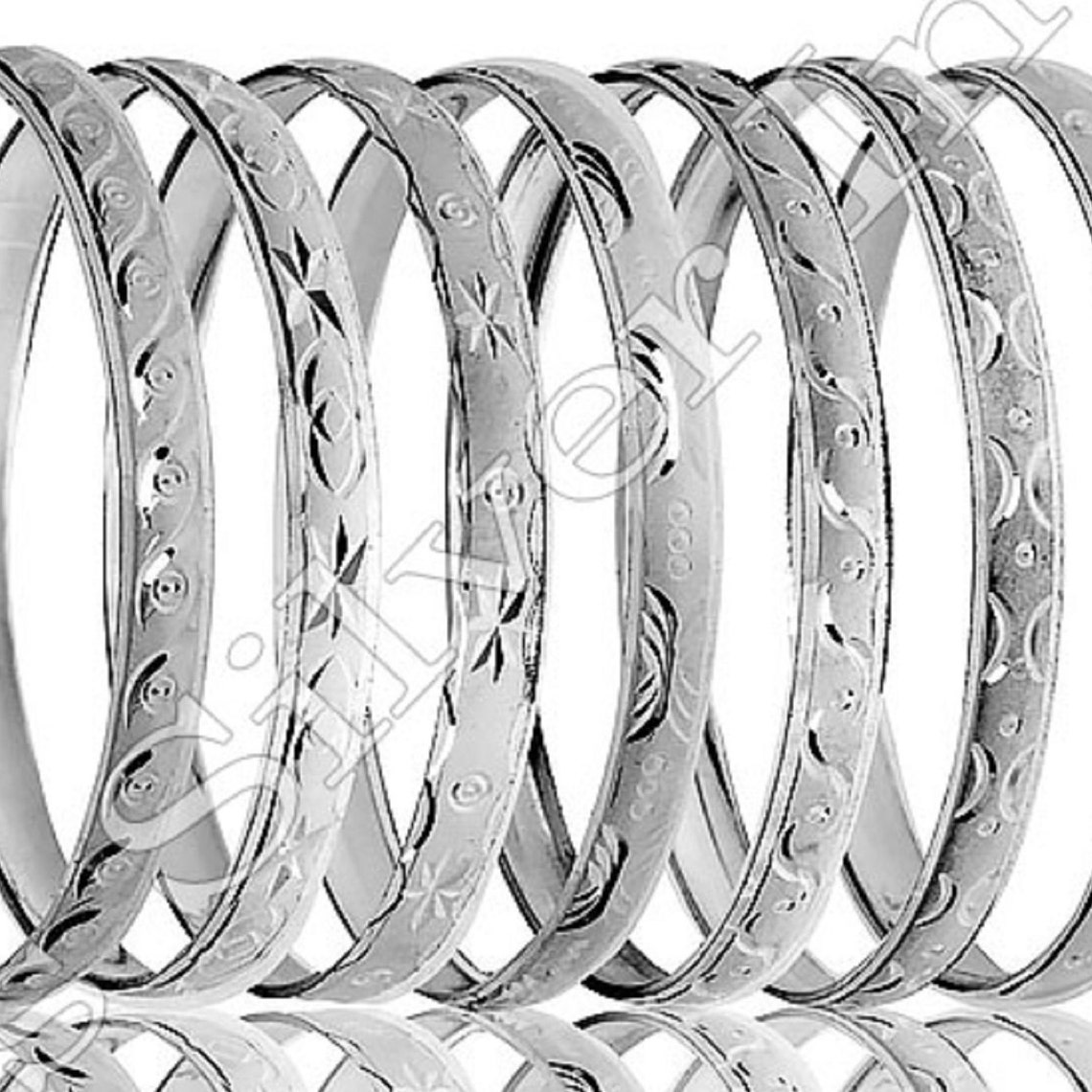 Bangles Silver Color 6.5mm 7pc Semanario Bangles - Etsy