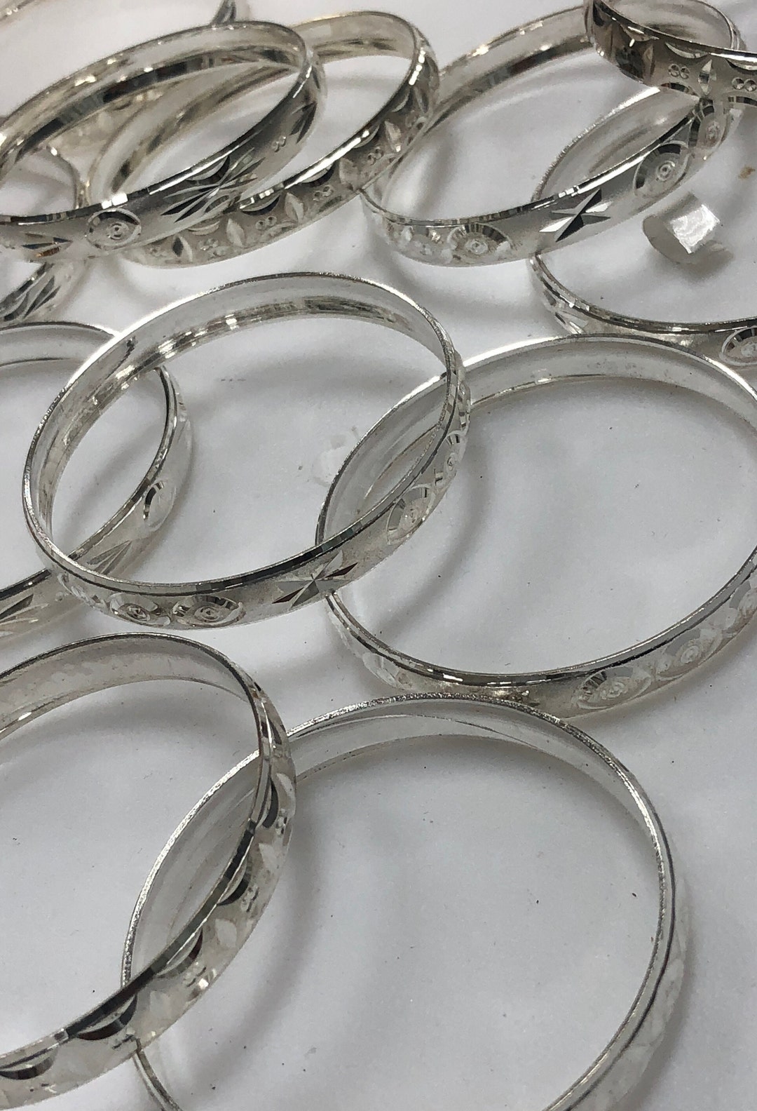 KIDS-3 Pcs-silver Color Bangles Size 2(1.97inch(50mm) Diameter) (age 2 ...