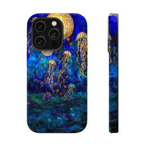 Jellyfish Magsafe Tough Case, Celestial Undersea Stained Glass Phone Cover, Matte, Glossy for ...