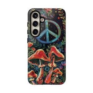 Embroidery Style Magic Mushrooms and Peace Sign Phone Case for iPhone ...