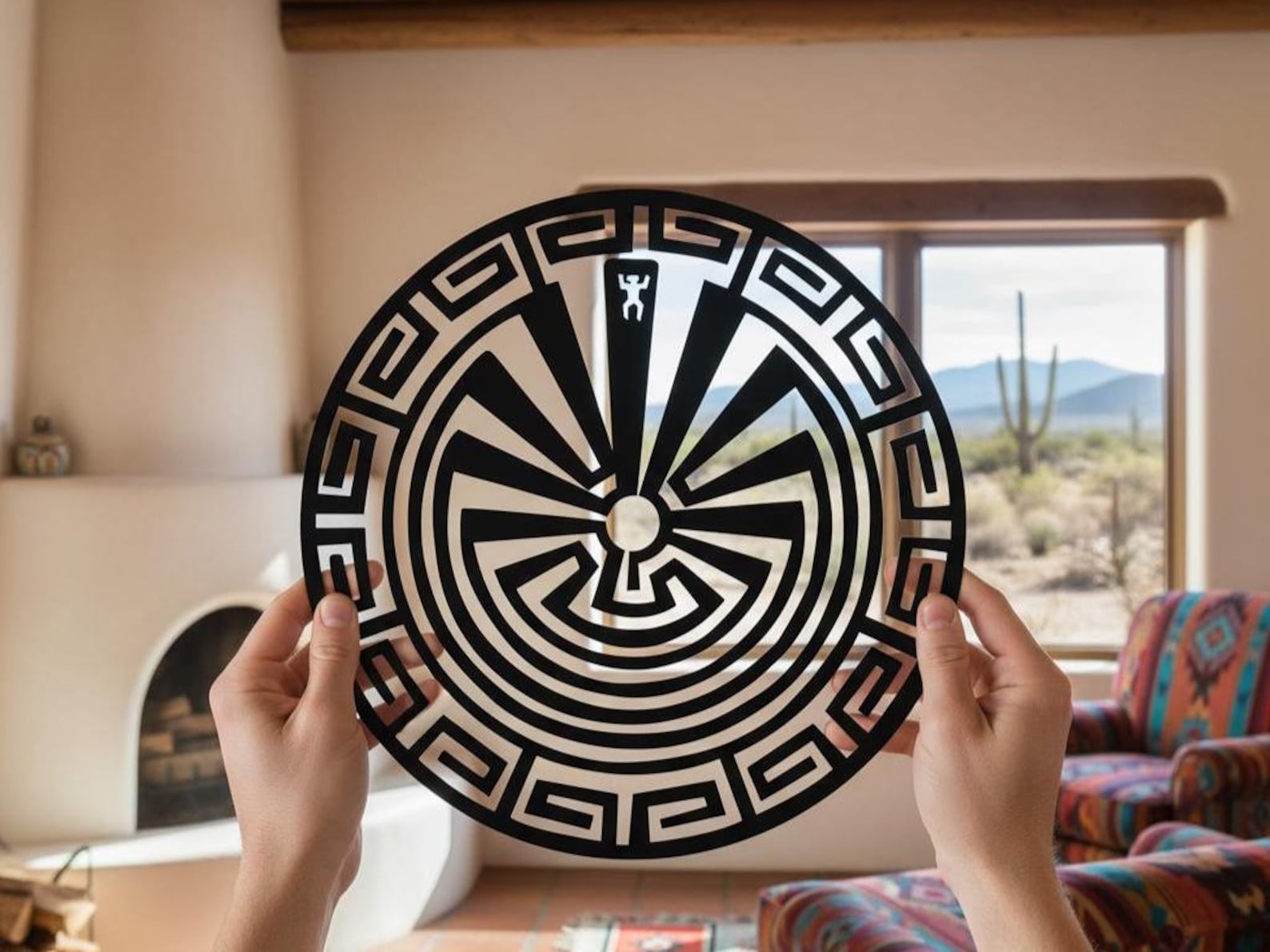 Man in the Maze Metal Wall Art, Native American Symbol Metal Sign ...