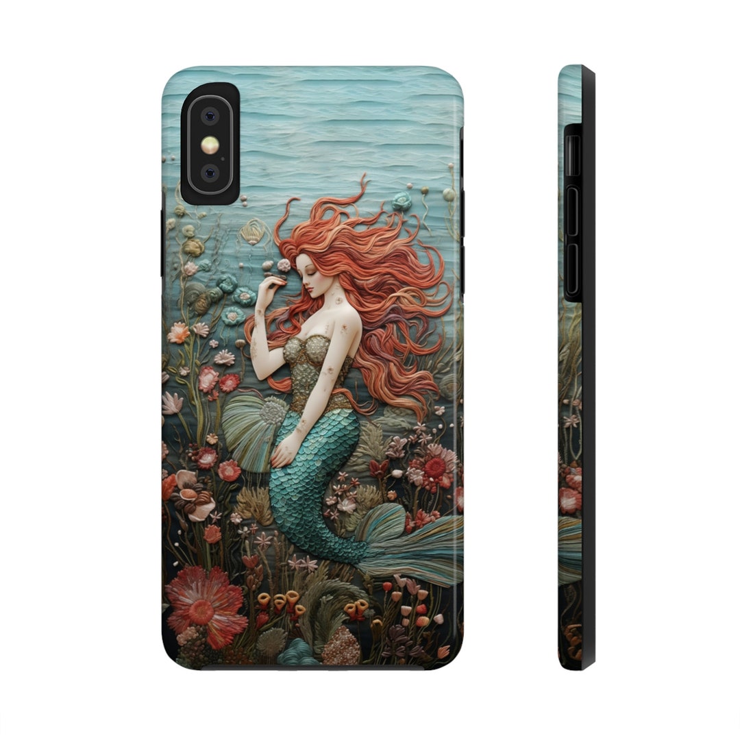 Siren's Song, Mermaid Elegance, Embroidery-inspired iPhone Case, Tough ...