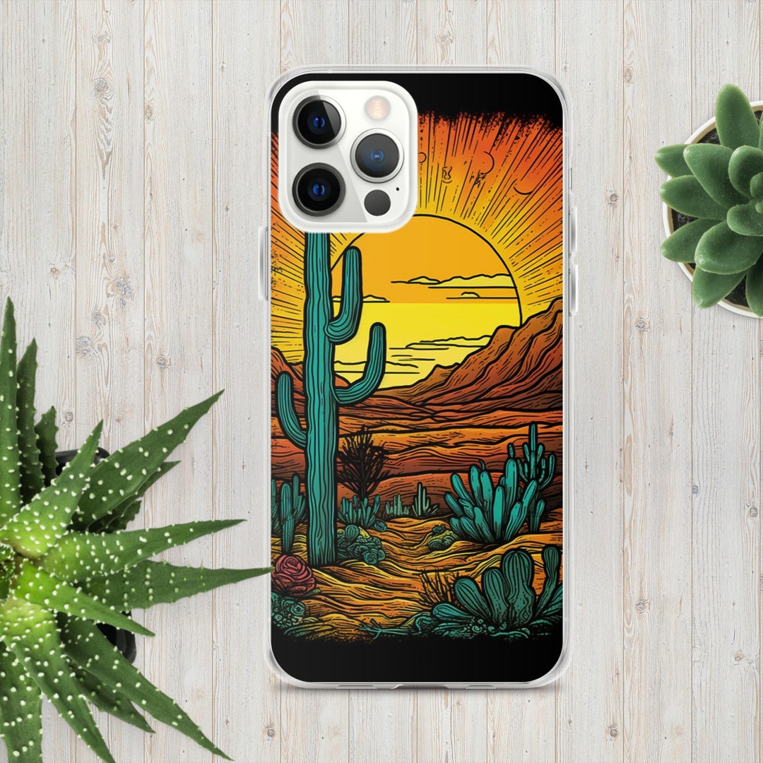 Desert Neon Retro Sunset iPhone Case Vintage Southwest Psychedelic ...