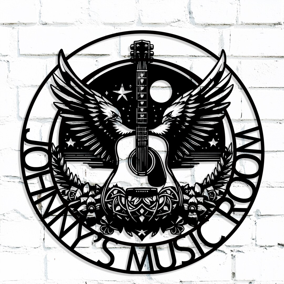 Custom Music Room Metal Sign | Acoustic Guitar Eagle Decor ...