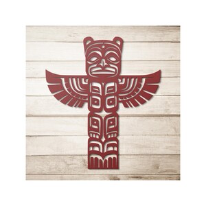 Northwest Tribal Alaska Totem Pole Metal Art | Native American Wall ...