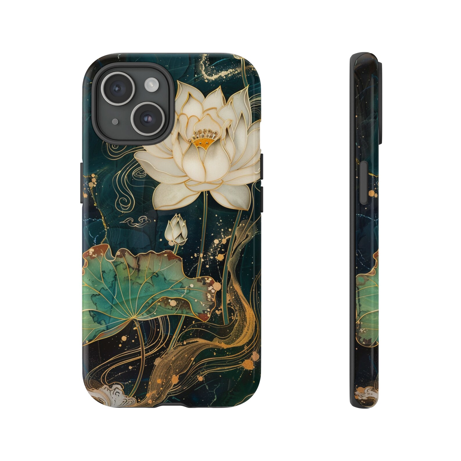 Zen Lotus Floral Full Moon Phone Case for iPhone 15 Case, 14, Pro Max ...