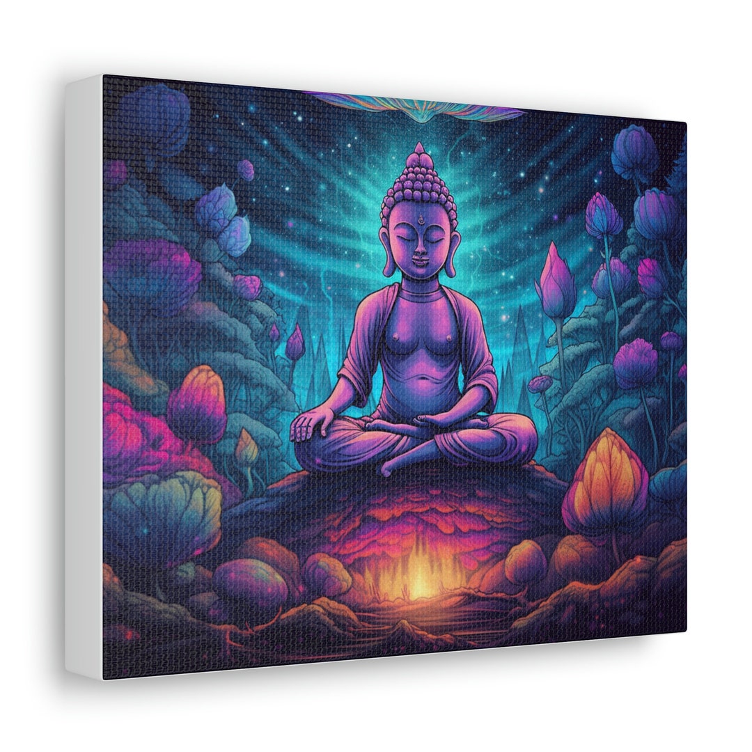 Psychedelic Buddha Canvas Gallery Wrap - Spiritual Wall Art for Mindful ...