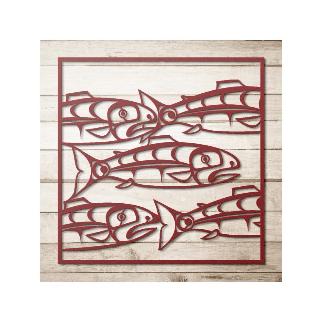 Tlingit Haida Style Salmon Metal Sign – Native American Tribal Wall Art ...