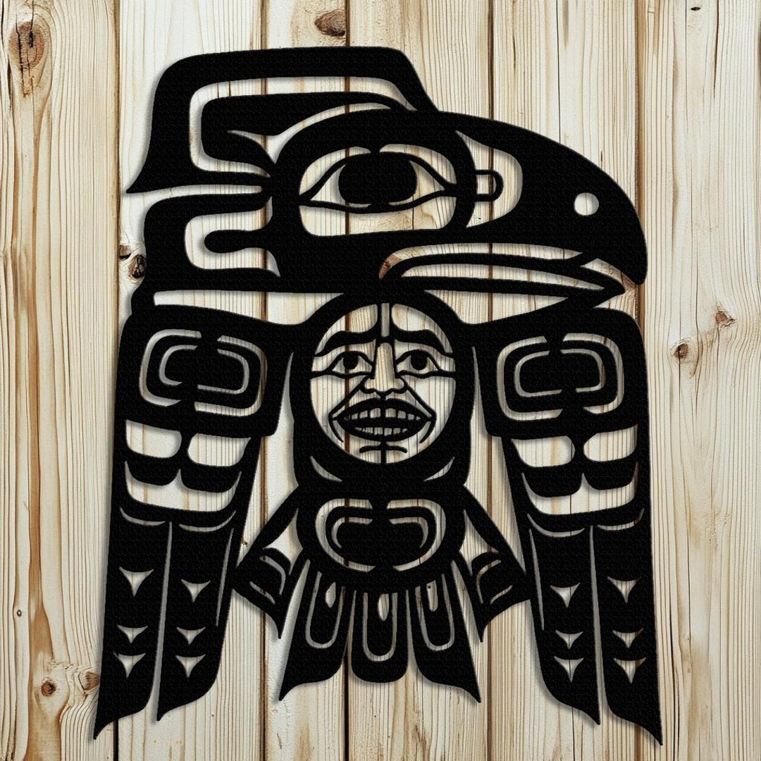Tribal Totem Raven Tlingit Haida Metal Sign | Alaskan Native Wall Art ...