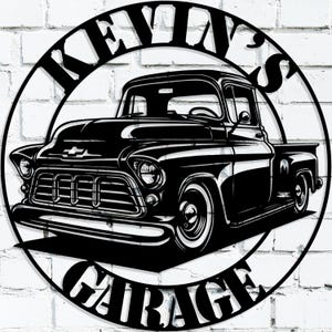 Personalized 1955 Chevy Pickup Metal Sign | Custom Garage Wall Art ...