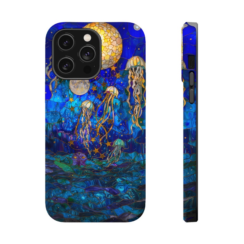 Jellyfish Magsafe Tough Case, Celestial Undersea Stained Glass Phone Cover, Matte, Glossy for ...