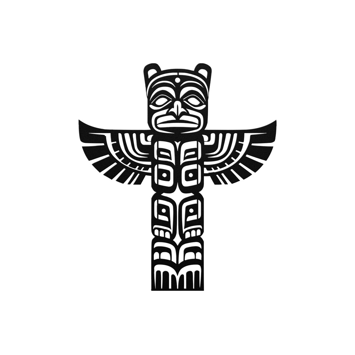 Northwest Tribal Alaska Totem Pole Metal Art | Native American Wall ...