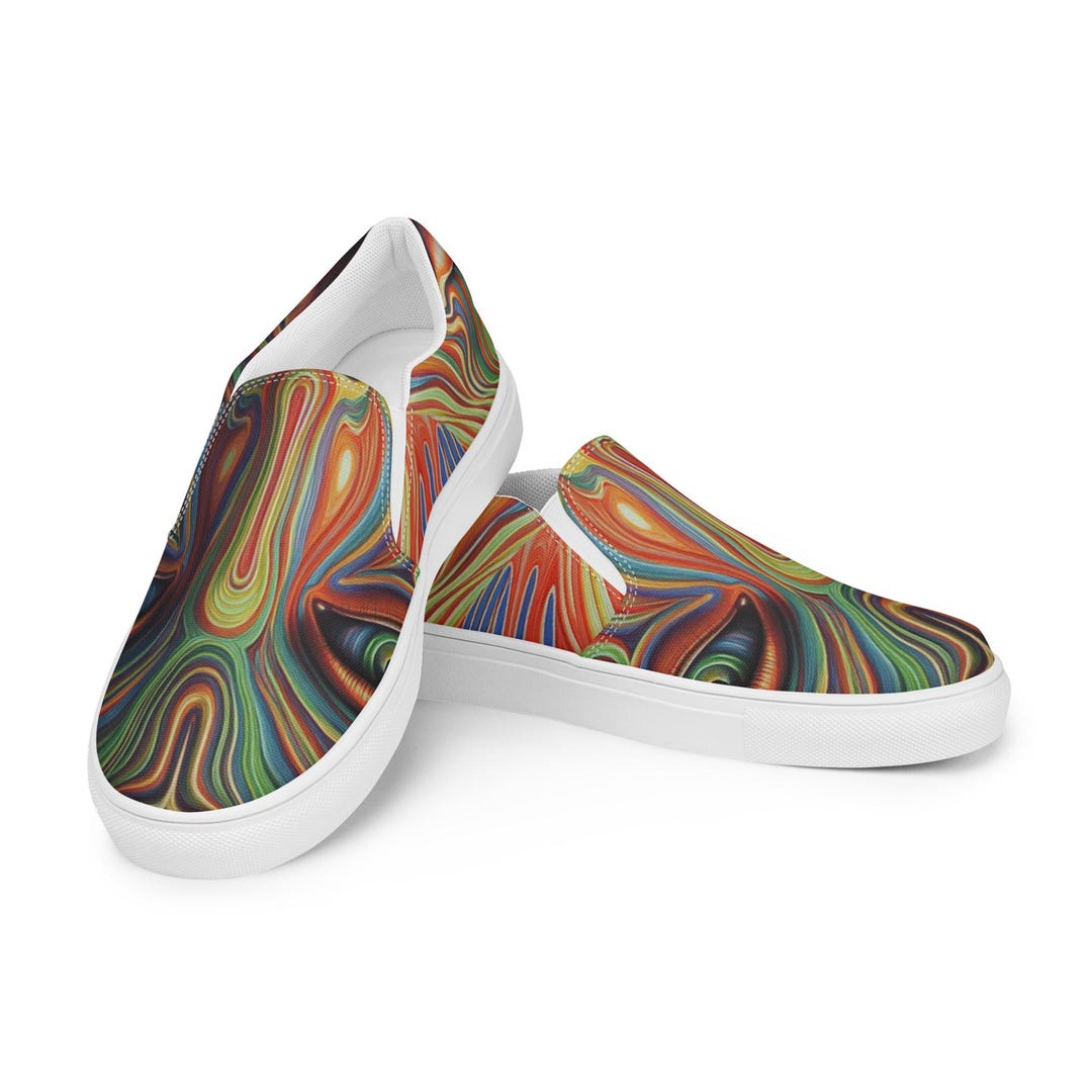 Custom Psychedelic Art Trippy Hippie Festival Wear Sneakers, Unique ...