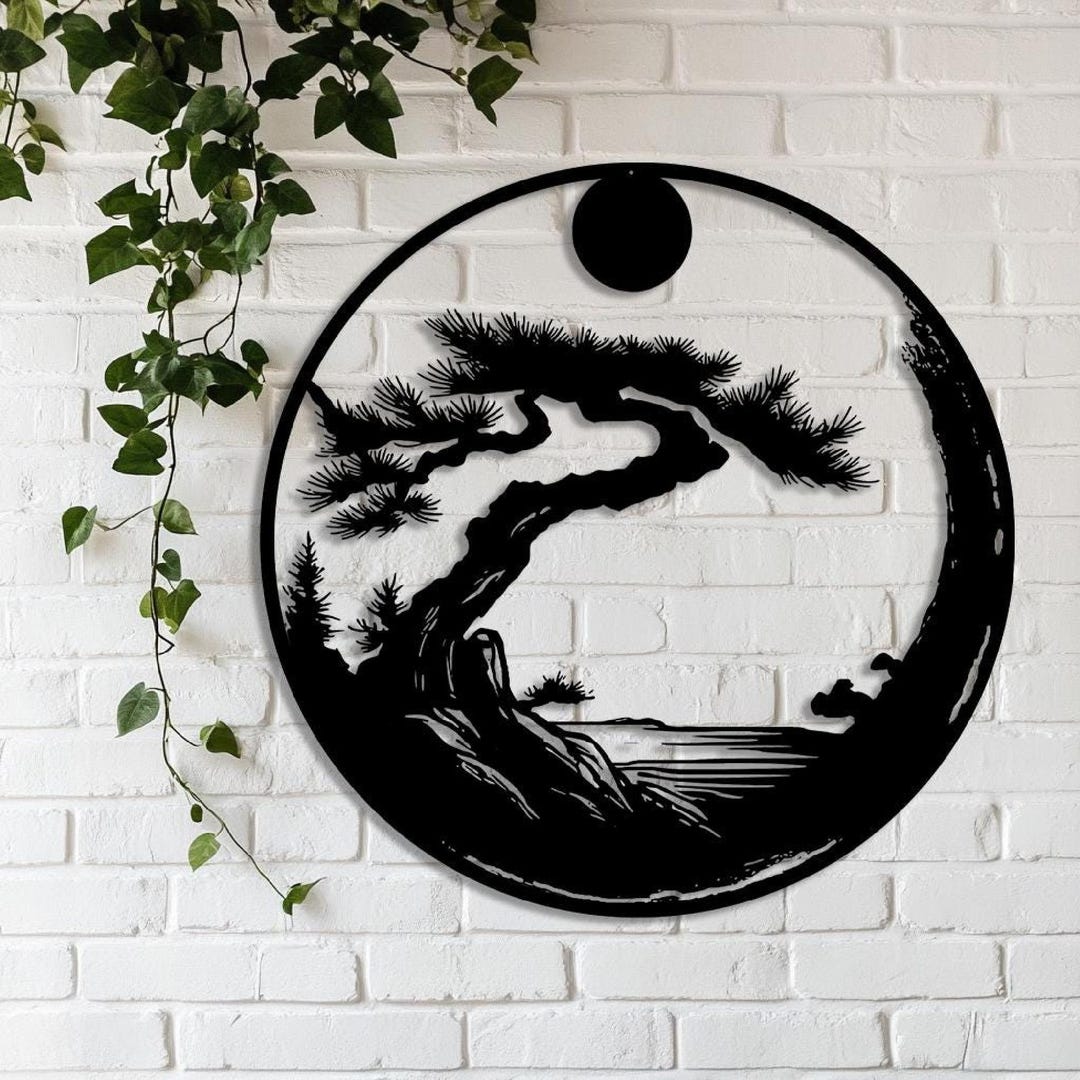 Enso Metal Sign Art Zen Wall Decor – Japanese Minimalist Steel Sign for ...
