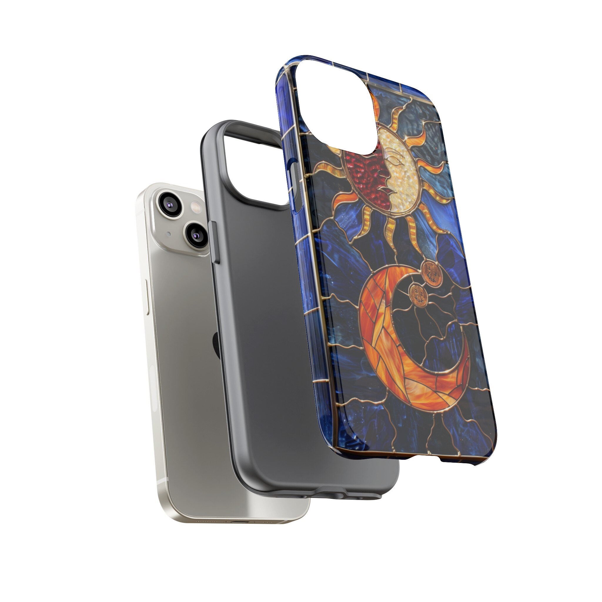 Celestial Stained Glass Moon and Stars Phone Case, iPhone 15 Case ...