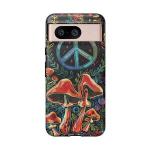 Embroidery Style Magic Mushrooms and Peace Sign Phone Case for iPhone ...