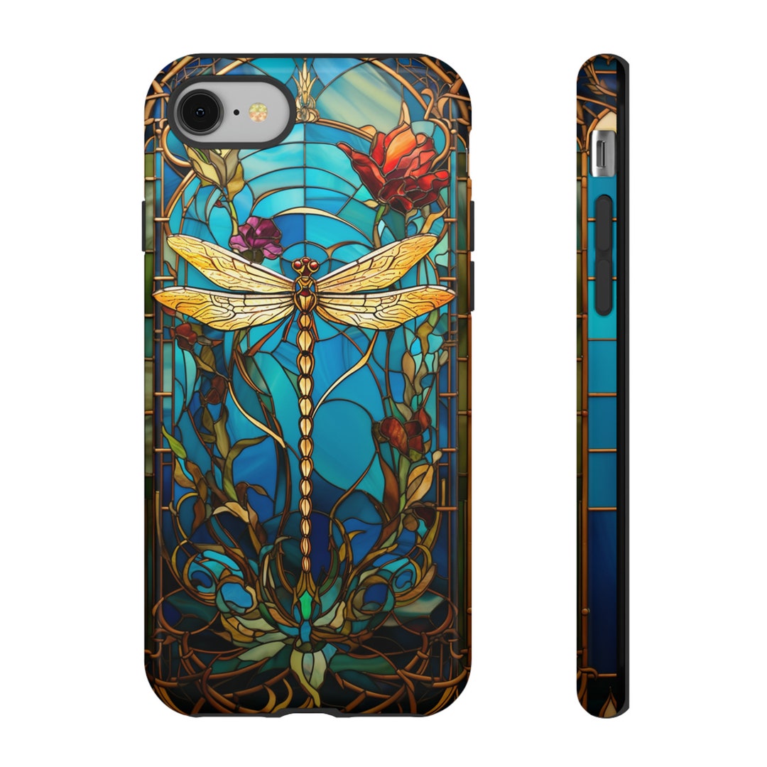 Vintage Art Nouveau Stained Glass Dragonfly Phone Case for iPhone 15 ...