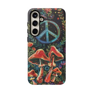 Embroidery Style Magic Mushrooms and Peace Sign Phone Case for iPhone ...