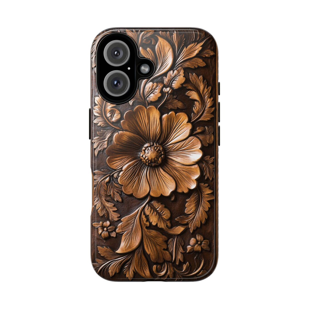 Western Cowboy Carved Leather Style Phone Case - Custom iPhone ...
