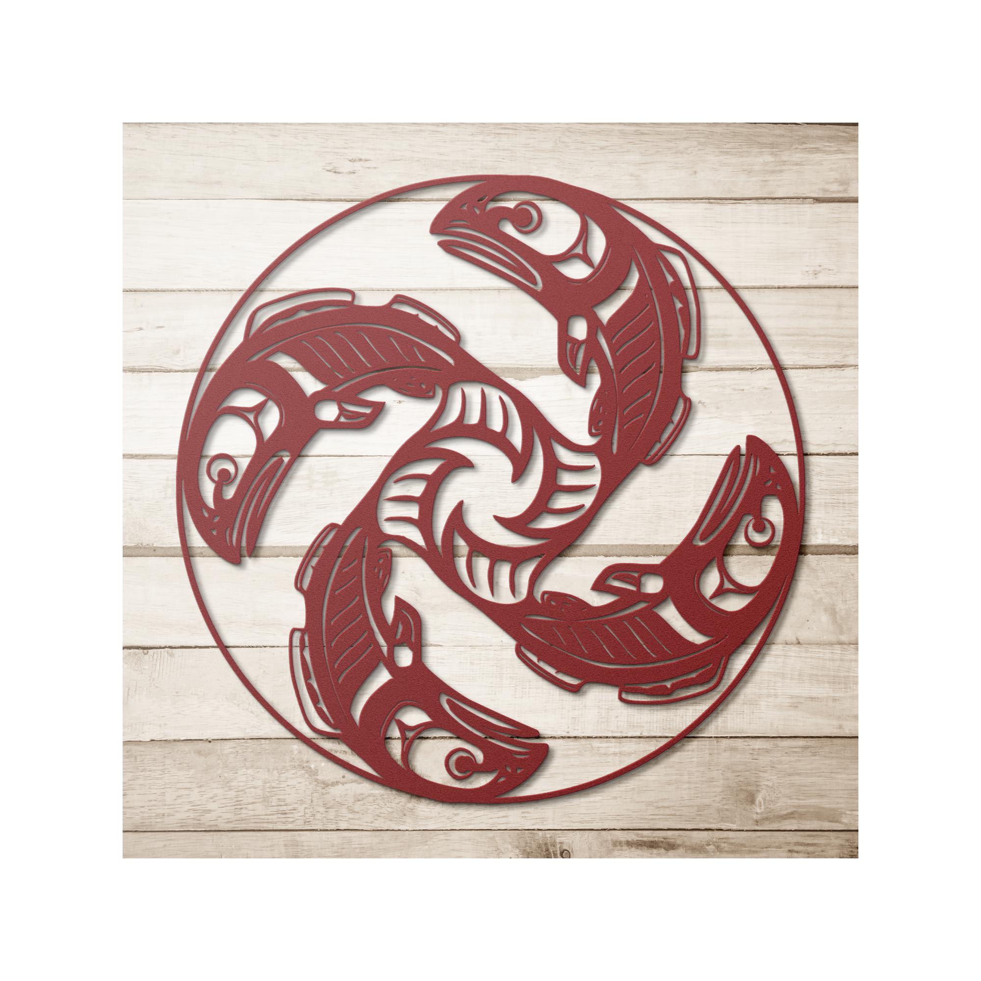 Pacific Northwest Tribal Salmon Metal Sign, First Nation Style Wall Art ...