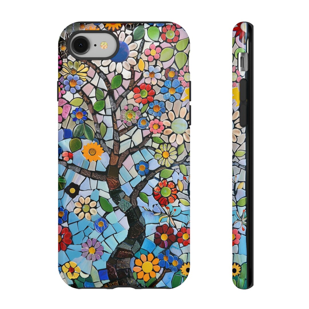 Mosaic Tile Tree of Life Floral Phone Case Boho Gift for iPhone 15, 14 ...