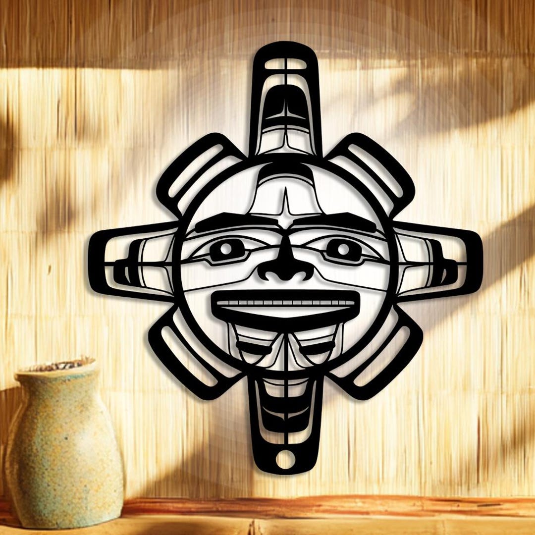 Pacific Northwest Tribal Sun Metal Sign – Native American Style Wall ...