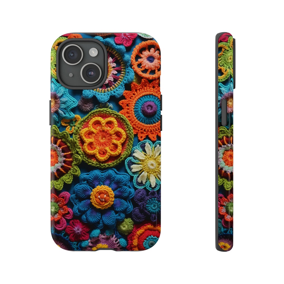 Vintage Floral Crochet Blanket Knit Look Phone Case | Warm Retro ...