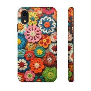 Vintage Floral Phone Case Crochet Blanket Knit Look Phone Case | Bright ...