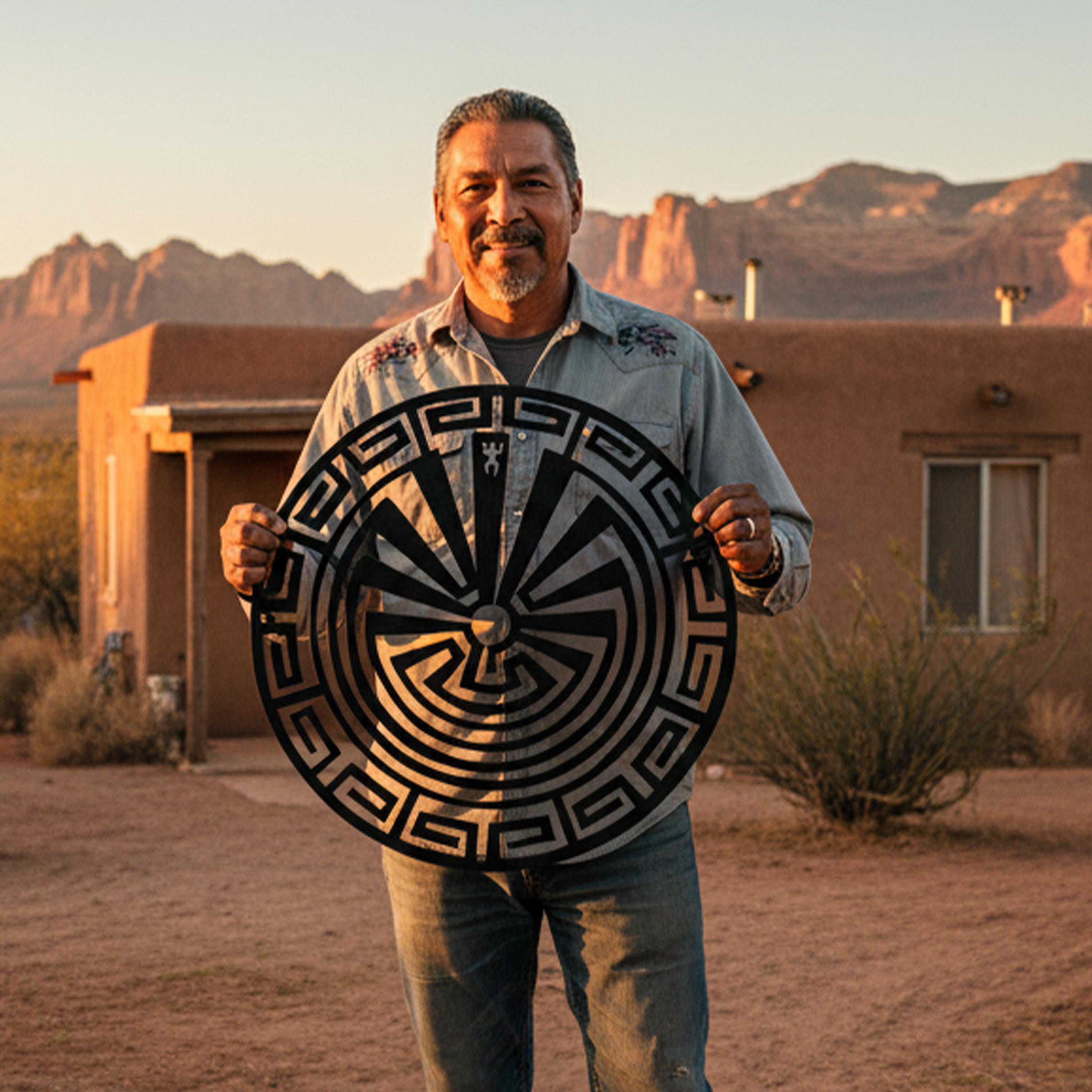 Man in the Maze Metal Wall Art, Native American Symbol Metal Sign ...