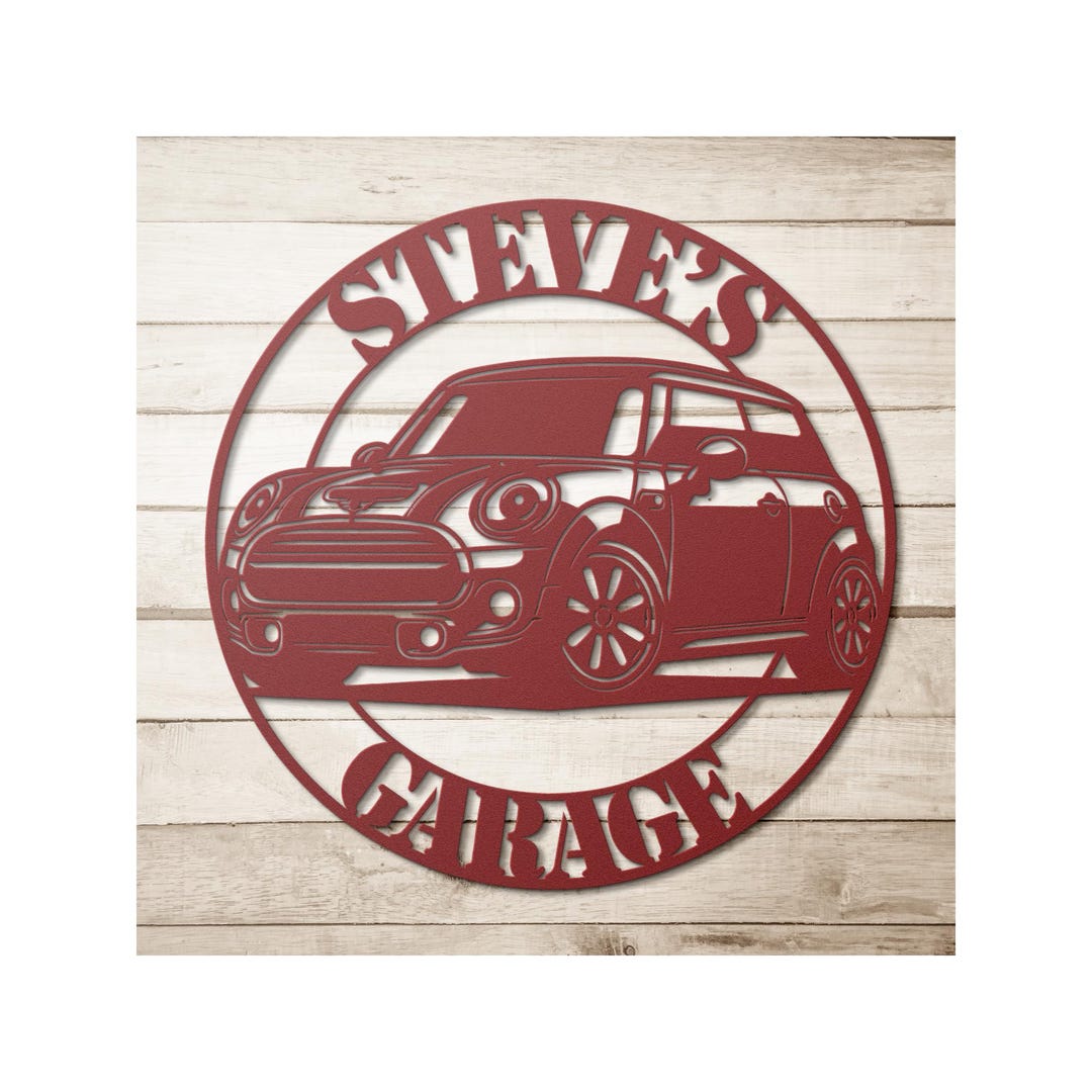 Mini Cooper Metal Sign | Custom British Car Wall Art | Retro Garage ...