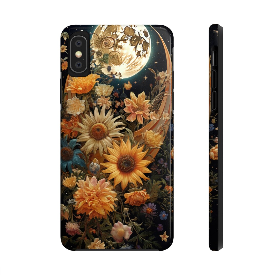 Cottagecore Floral Sun Moon Stars iPhone Case | Esoteric Tough Phone ...