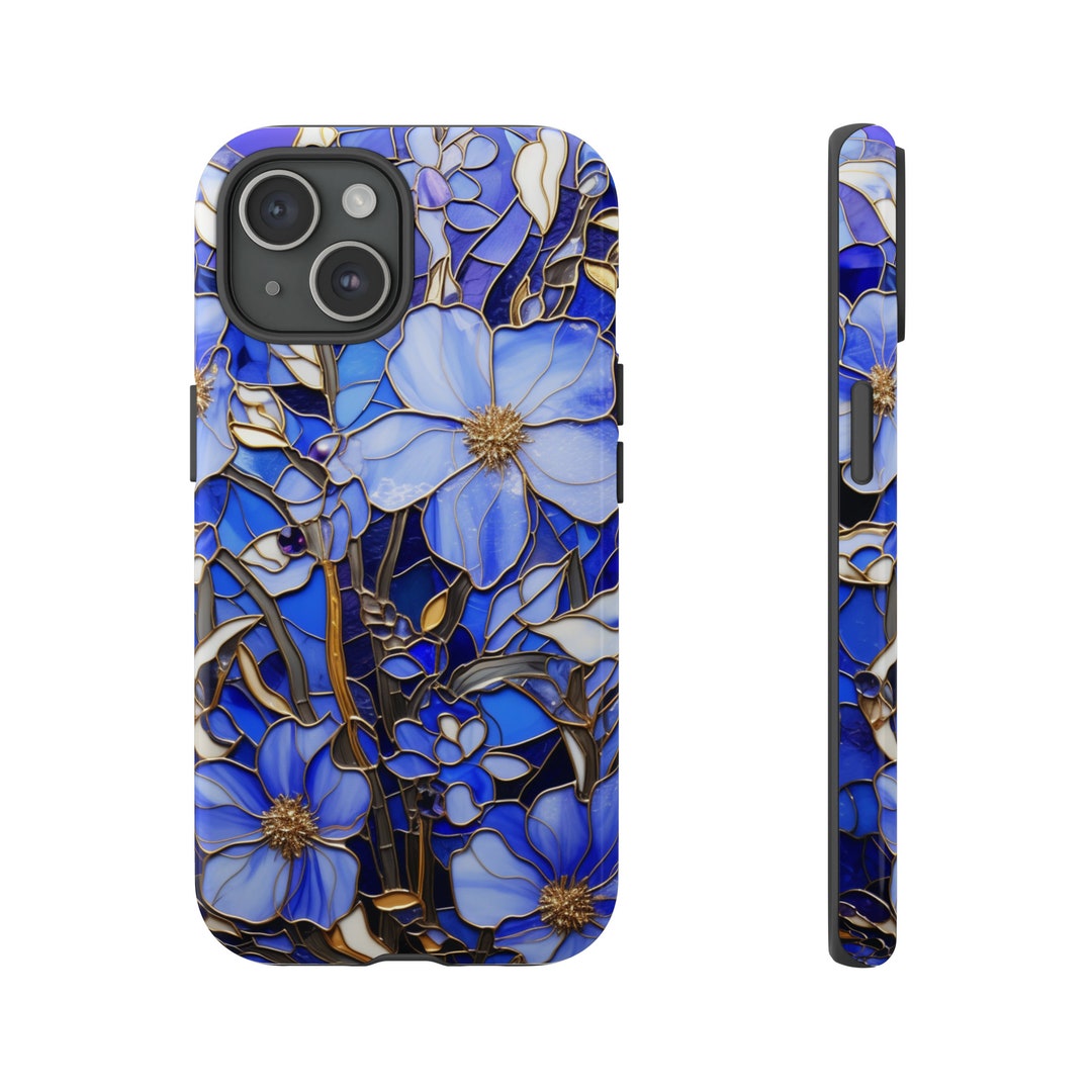 Periwinkle Stained Glass With Gold Inlay Phone Case for iPhone 15, 14 ...
