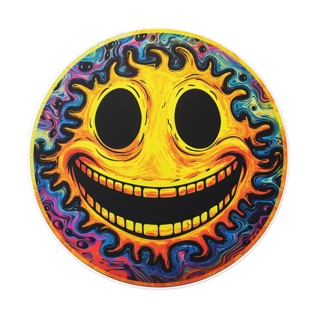 Psychedelic Smiley Face Decal, Trippy Car Decal, Retro Decal, Happy ...