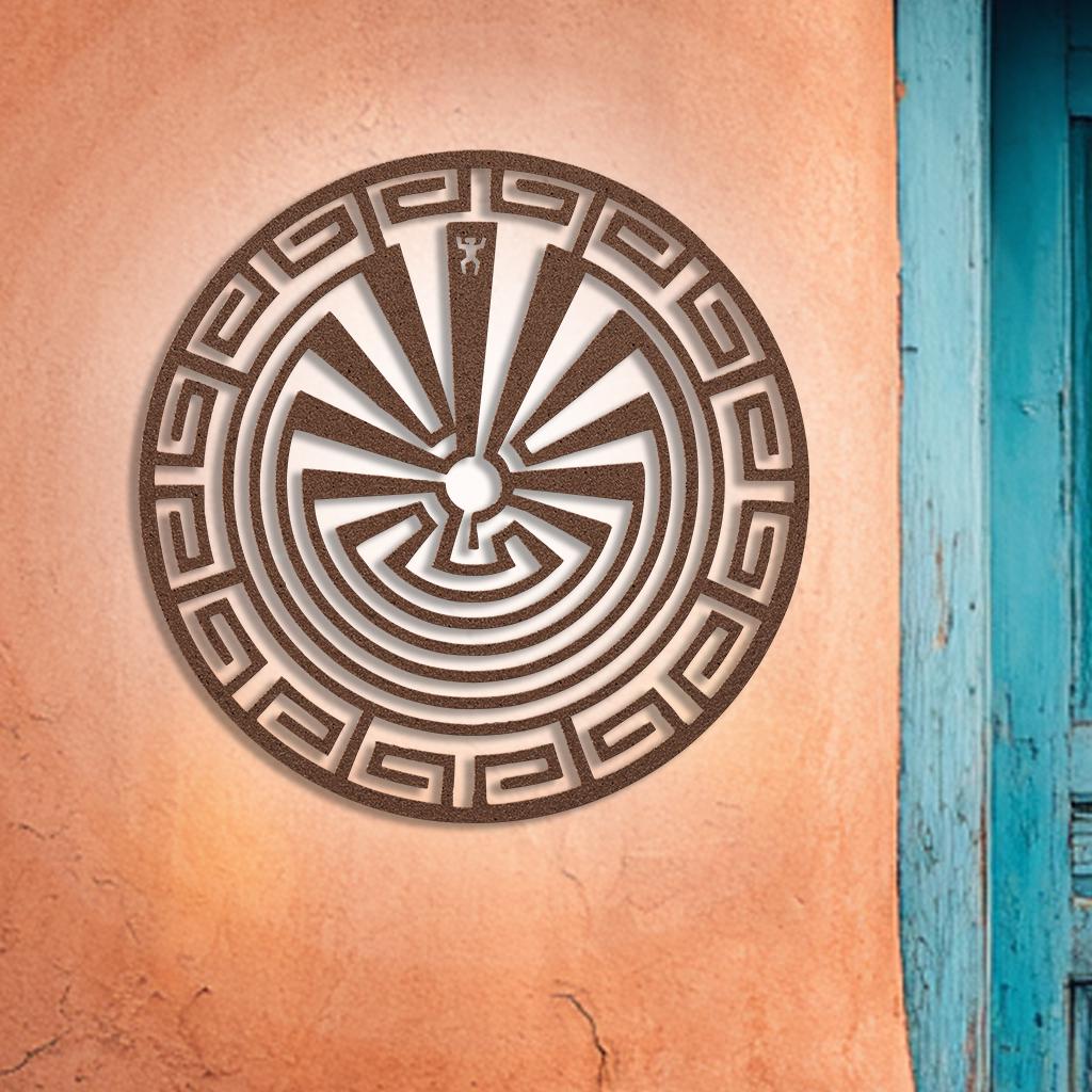 Man in the Maze Metal Wall Art, Native American Symbol Metal Sign ...
