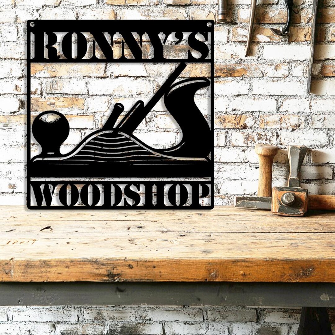 Custom Woodshop Metal Sign | Personalized Workshop Decor | Rustic Wall ...