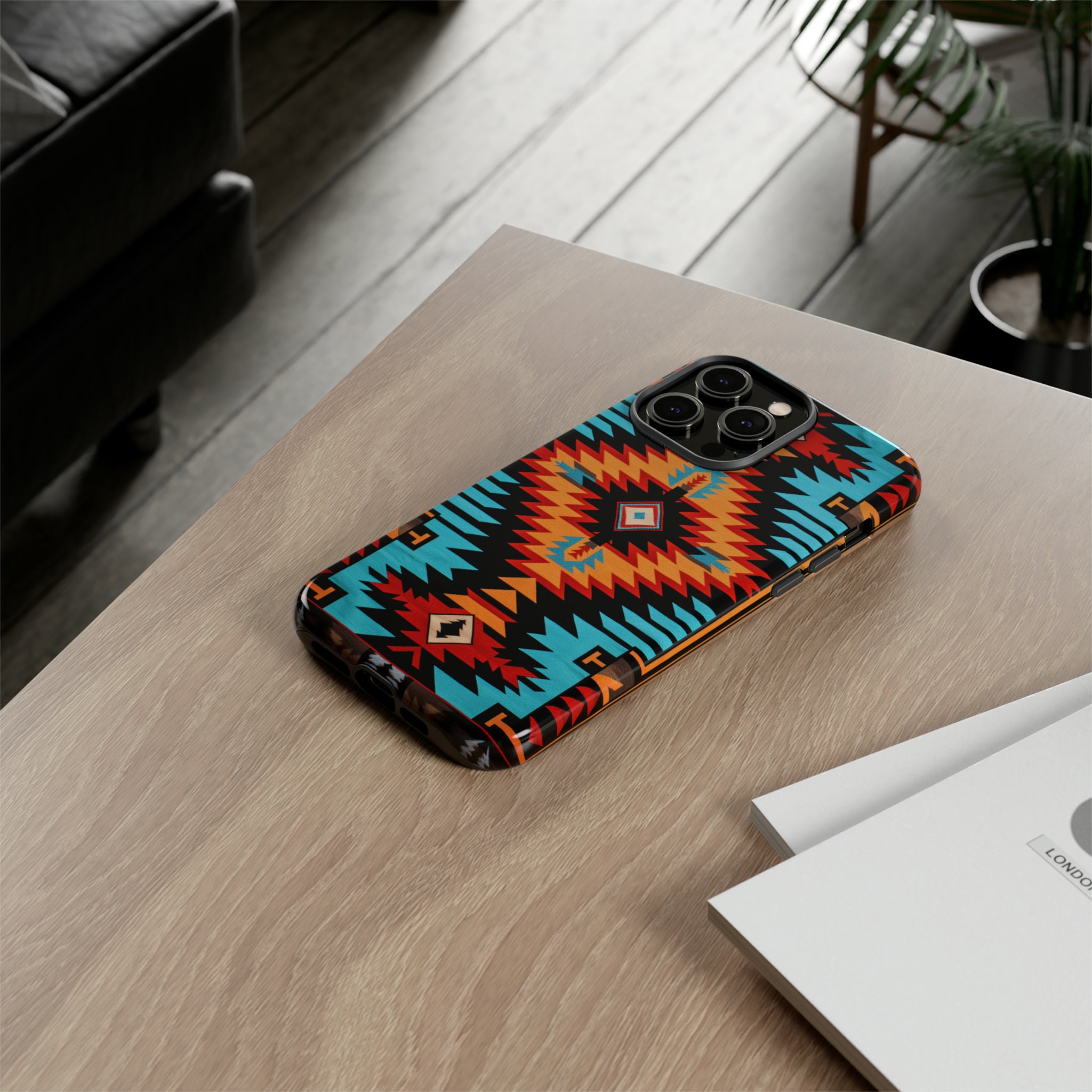 Native American Santa Fe Style Abstract iPhone Case iPhone 15 Tough Case Boho Style for iPhone ...