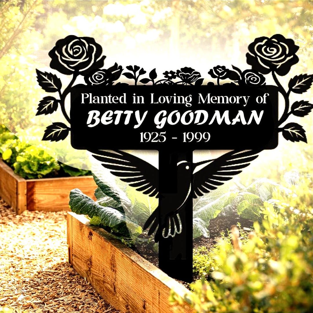 Plant Garden Memorial Metal Sign Stake Custom Outdoor Tribute for Loved ...