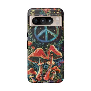 Embroidery Style Magic Mushrooms and Peace Sign Phone Case for iPhone ...