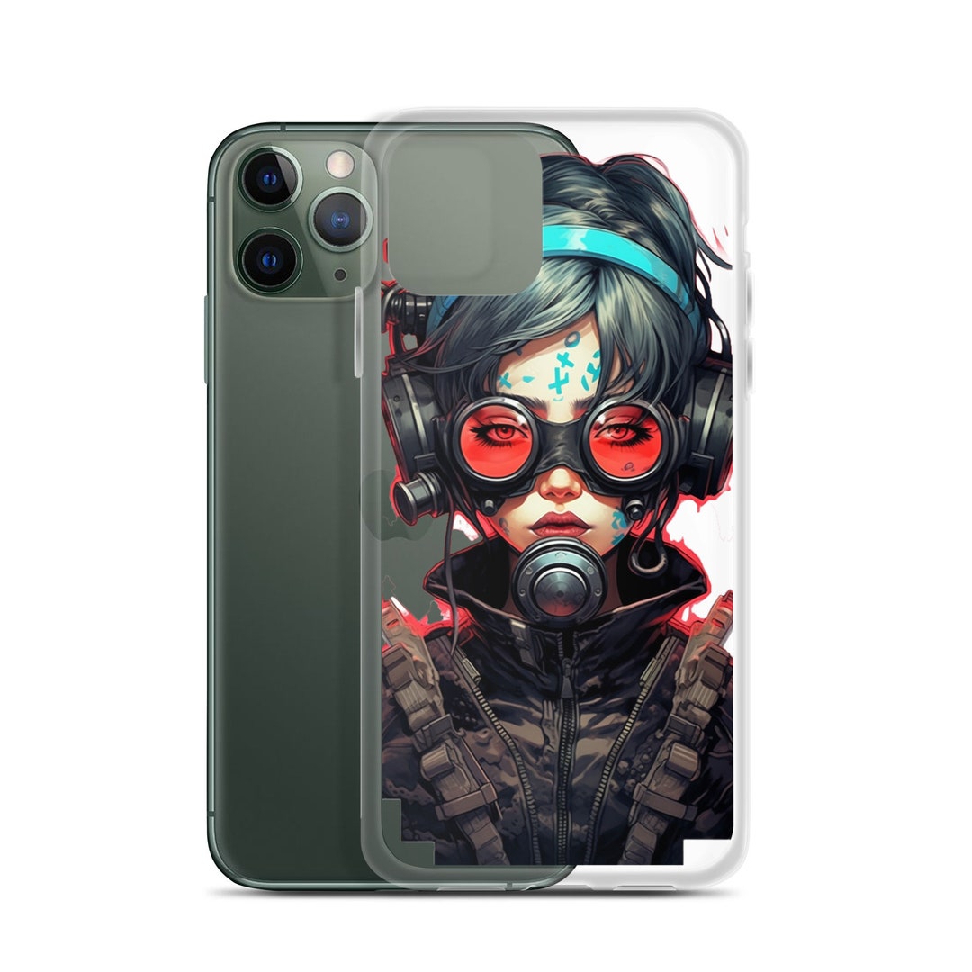 Hacker Cyberpunk Sci Fi Clear Phone Case Vaporwave Synthwave Anime AI ...