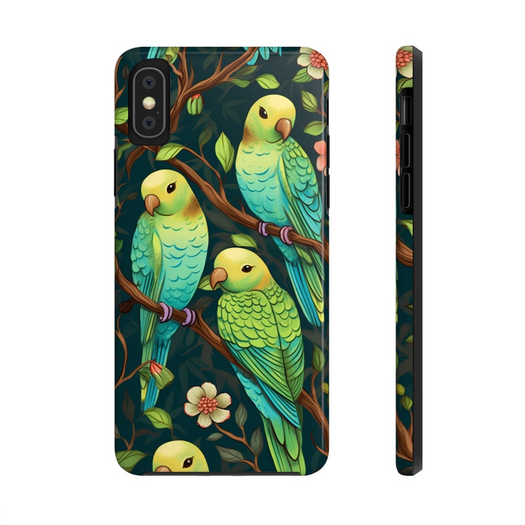 Cute Budgie iPhone Case, Parrot Aesthetic Phone Tough Case Bird Lover ...