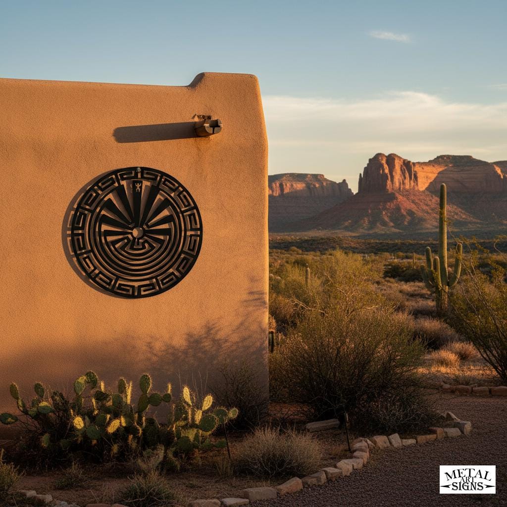 Man in the Maze Metal Wall Art, Native American Symbol Metal Sign ...