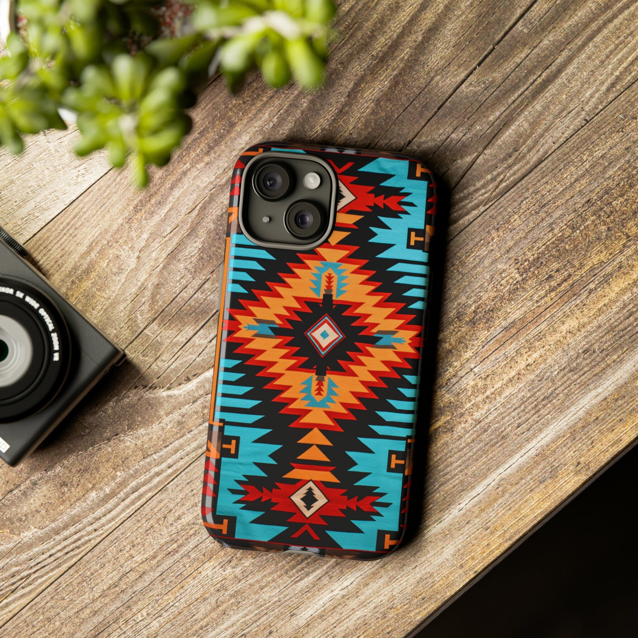 Native American Santa Fe Style Abstract iPhone Case iPhone 15 Tough Case Boho Style for iPhone ...