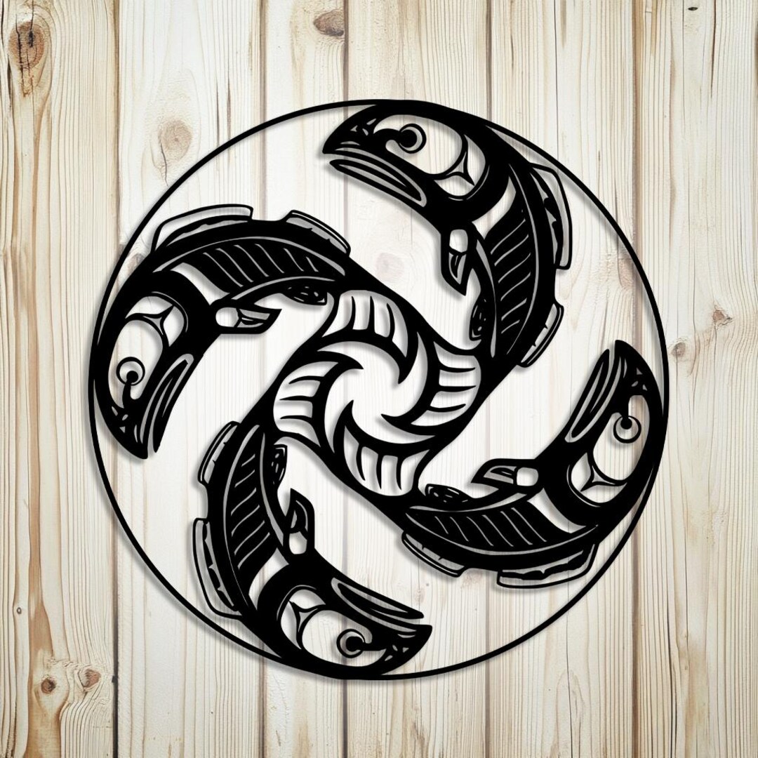 Pacific Northwest Tribal Salmon Metal Sign, First Nation Style Wall Art ...