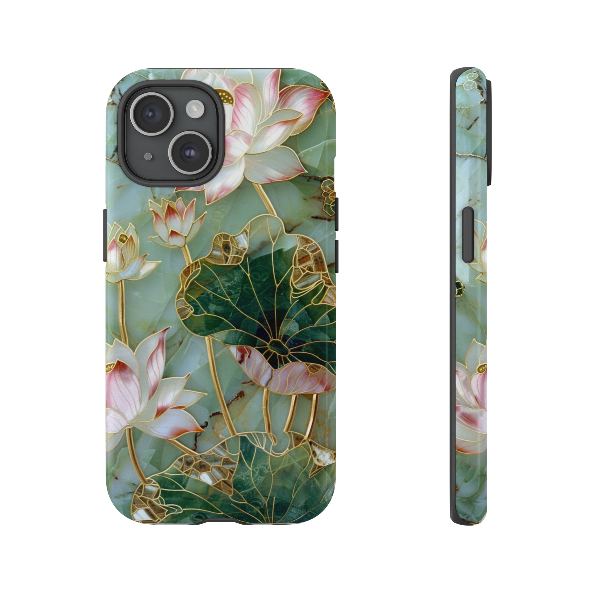 Zen Stained Glass Lotus Floral Design Phone Case for iPhone 15, 14, Pro ...